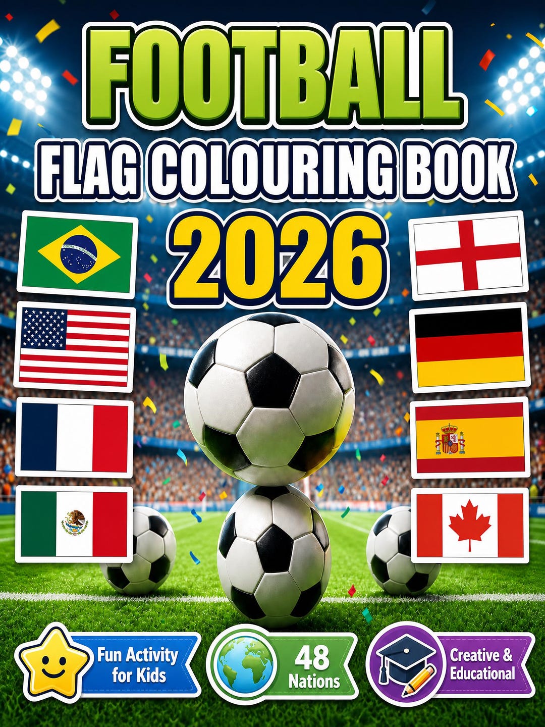World Cup 2026 Flag Colouring Book for Kids | Football Activity Book ...