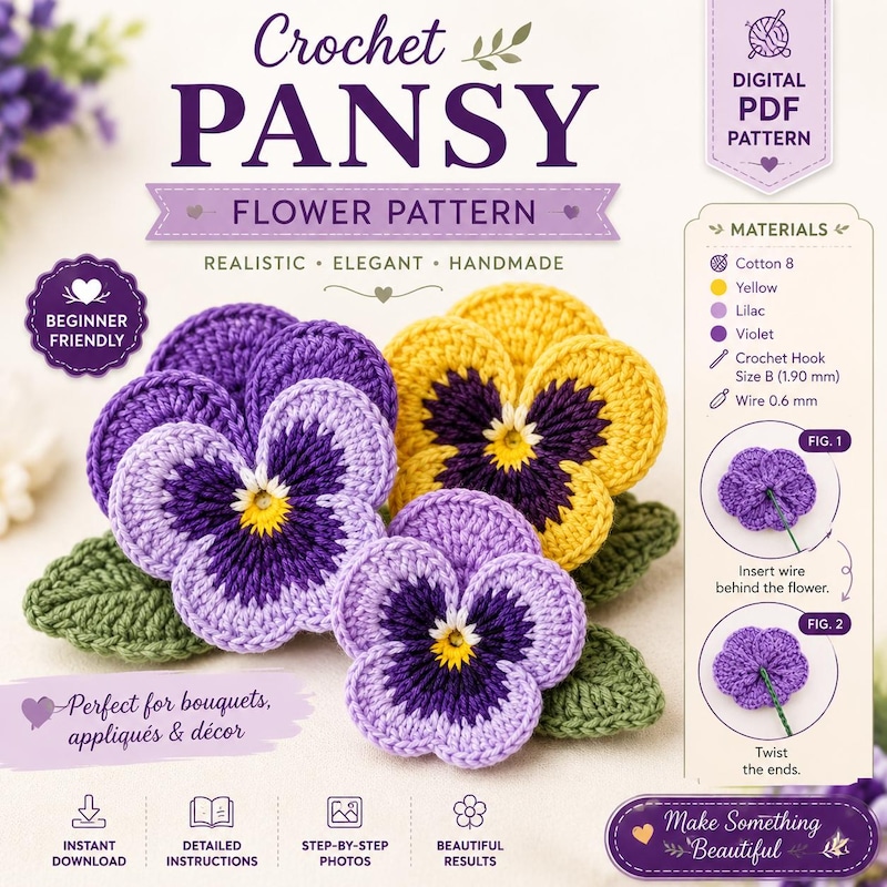 Purple Crochet Flower - Etsy