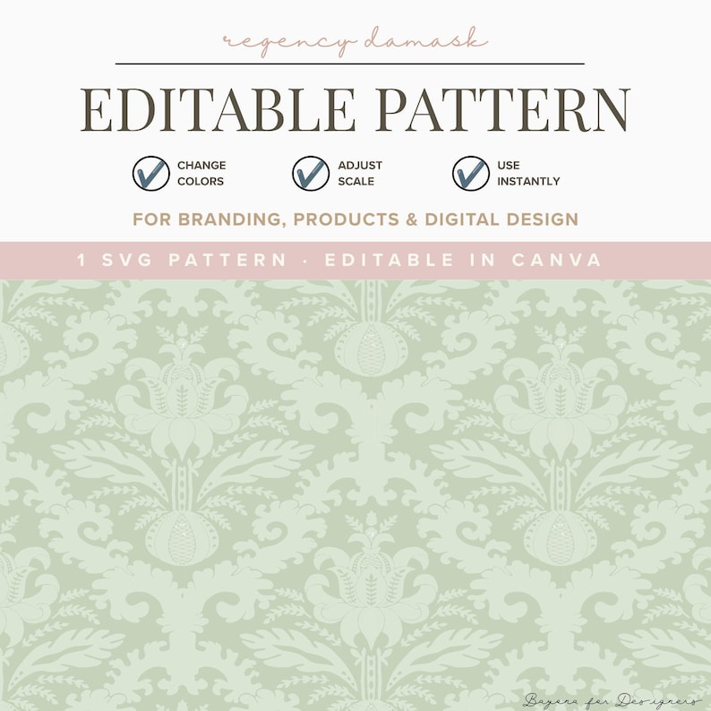 Damask Pattern Svg Background Editable Vector File Customizable Design ...