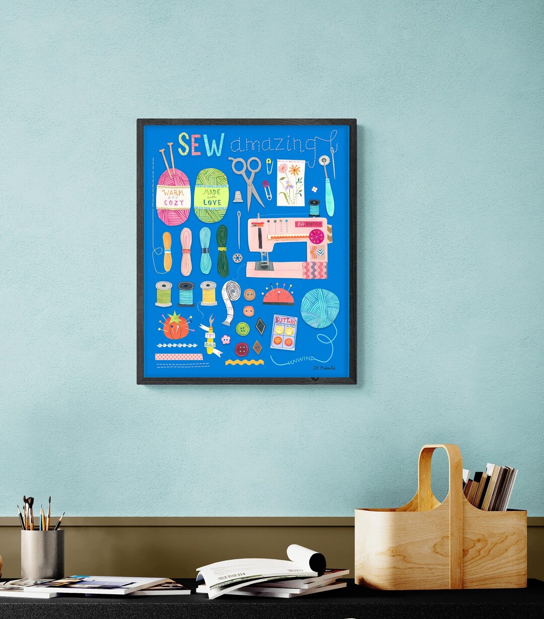 Sew Amazing Sewing and Knitting Supplies on a Bright Blue Ground by ...