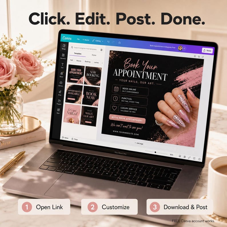 130 Nail Tech Canva Templates, Booking, Promo (digital Download) - Etsy