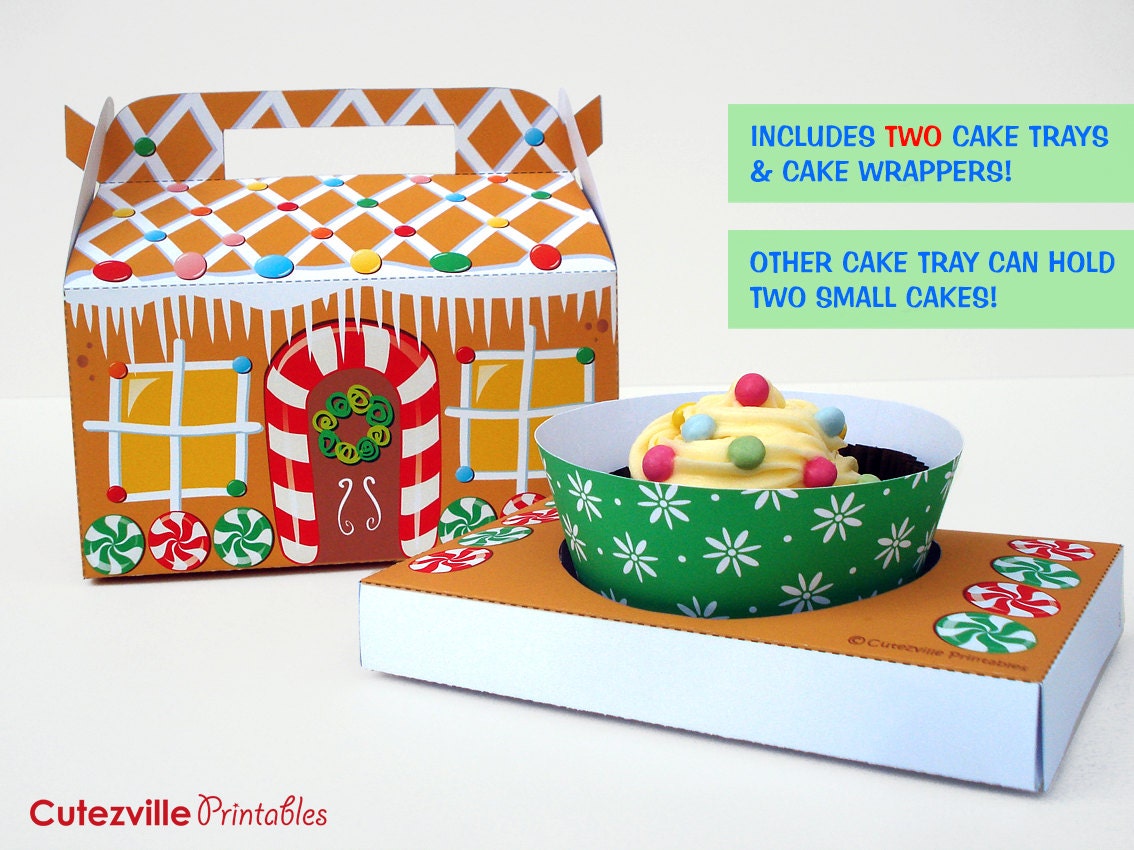 Printable PDF Christmas Gingerbread House Cupcake, Favor, Candy, Gift ...