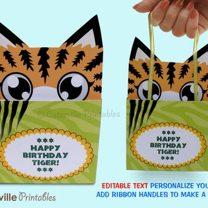 Tiger Favor, Candy, Gift Box - Editable Text Printable PDF - INSTANT ...