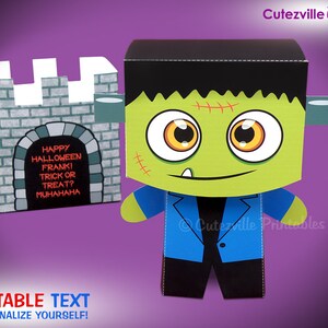 Halloween PDF Printable Treat Box Frankenstein's Monster With Editable ...