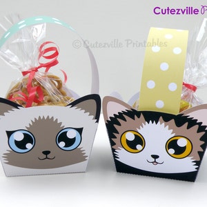 PDF Printable Kitty Cat Snack Boxes / Gift Baskets With Editable Text ...