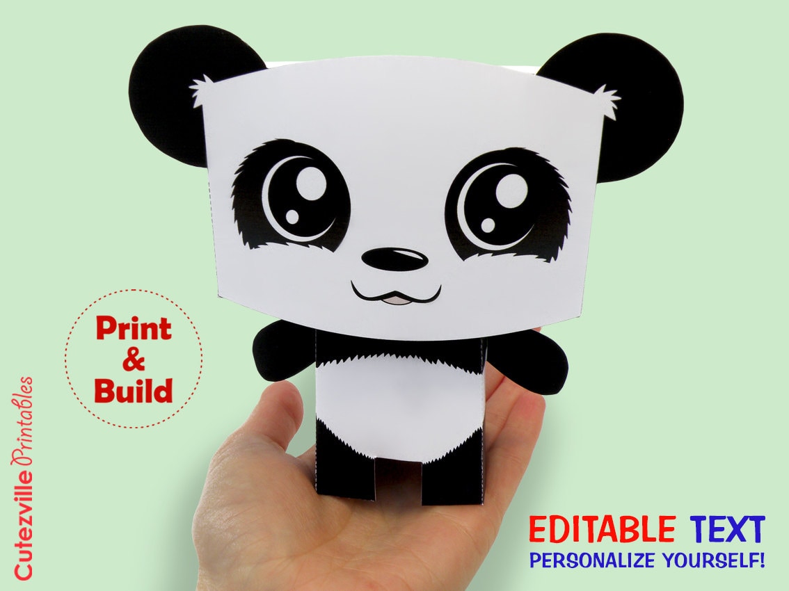 Panda, Favor, Candy, Gift Box - Editable Text Printable PDF - INSTANT ...