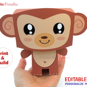 Monkey, Favor, Candy, Gift Box - Editable Text Printable PDF - INSTANT ...