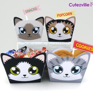PDF Printable Kitty Cat Snack Boxes / Gift Baskets With Editable Text ...