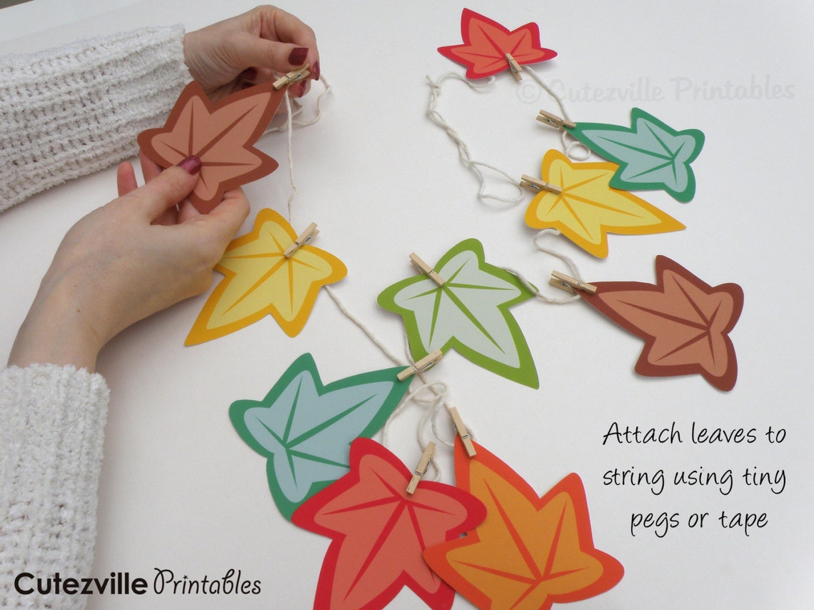 PDF Printable Autumn / Fall Leaves Garland - Great for Halloween ...