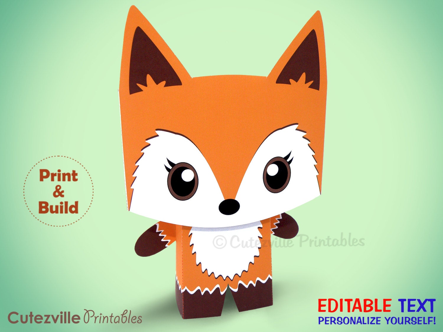 Fox Favor, Candy, Gift Box - Editable Text Printable PDF - INSTANT ...