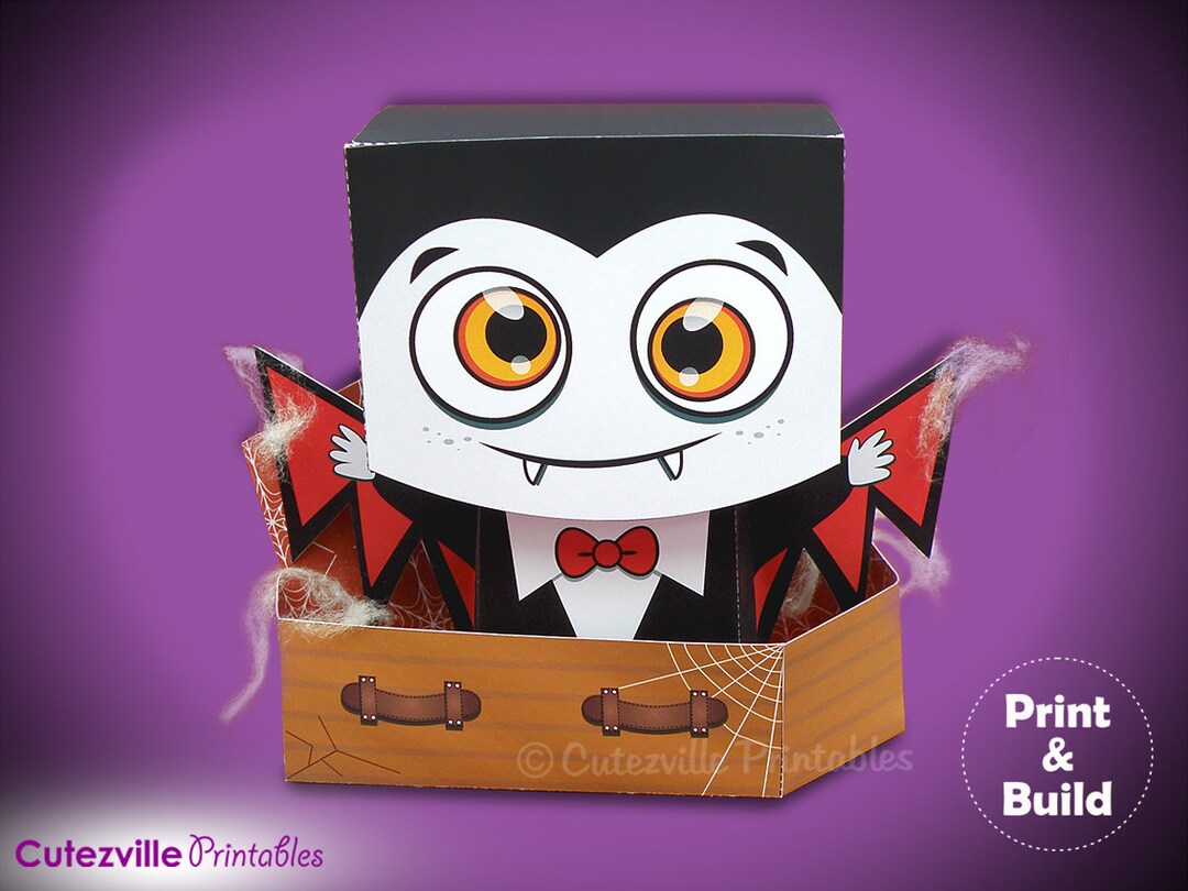 Halloween Dracula Favor, Candy, Gift Box - Editable Text Printable PDF ...
