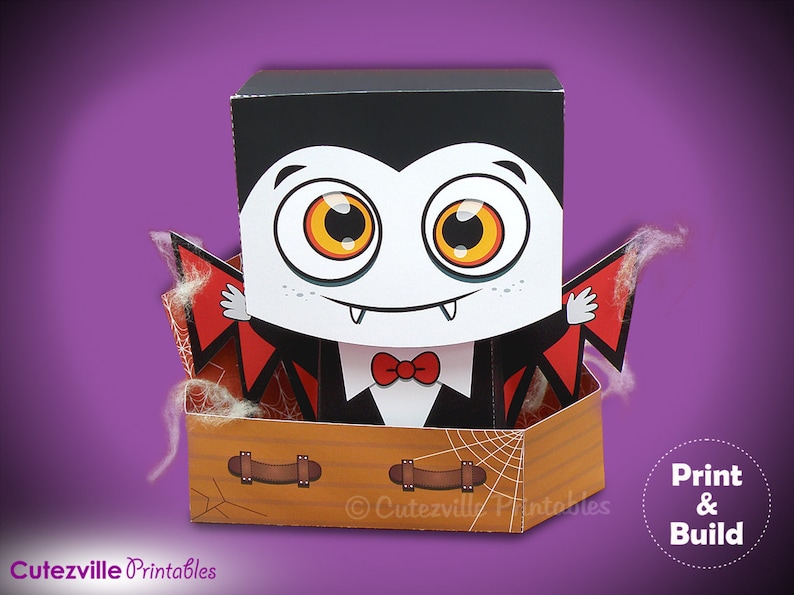 Halloween Dracula Favor, Candy, Gift Box Editable Text Printable PDF ...