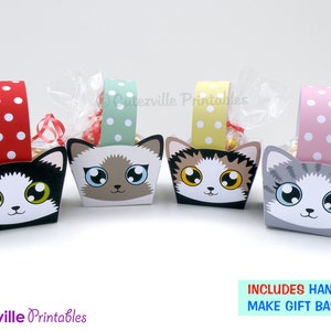 PDF Printable Kitty Cat Snack Boxes / Gift Baskets With Editable Text ...