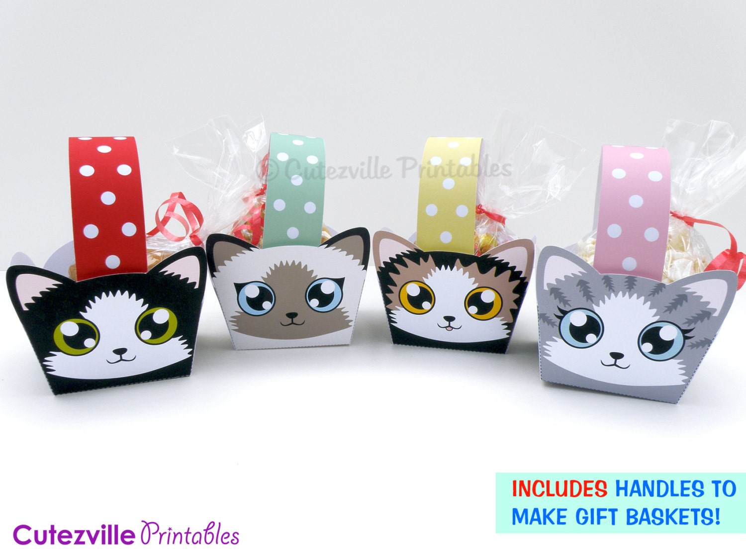 PDF Printable Kitty Cat Snack Boxes / Gift Baskets With Editable Text ...