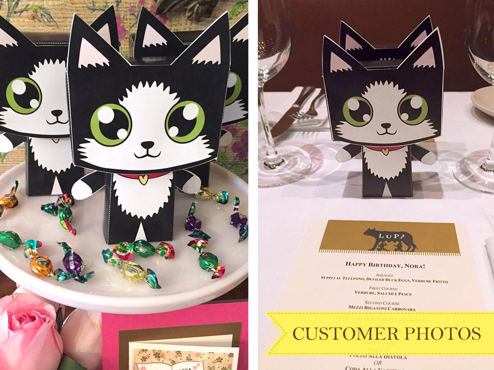 Kitten / Cat, Favor, Candy, Gift Box (black) - Editable Text Printable ...