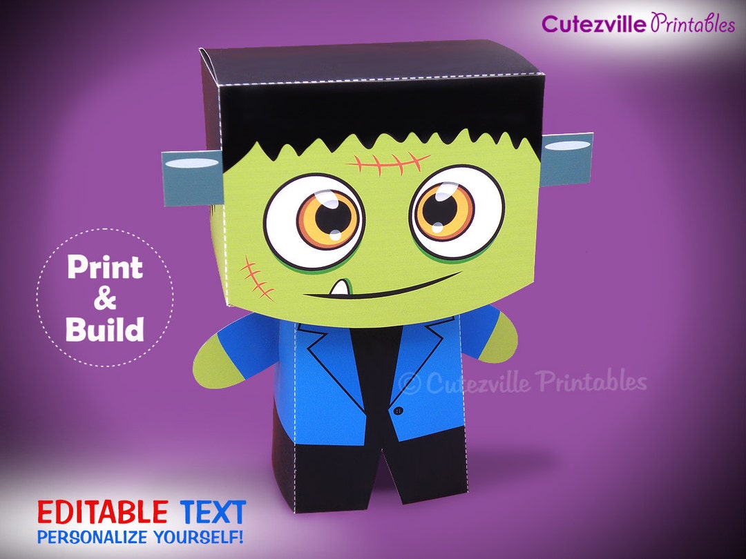 Halloween PDF Printable Treat Box Frankenstein's Monster With Editable ...