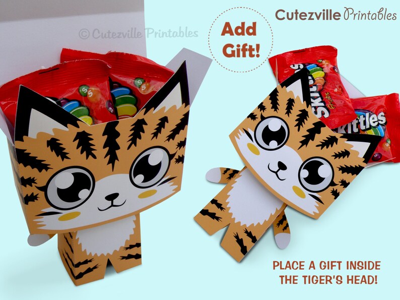 Tiger Favor, Candy, Gift Box - Editable Text Printable PDF - INSTANT ...