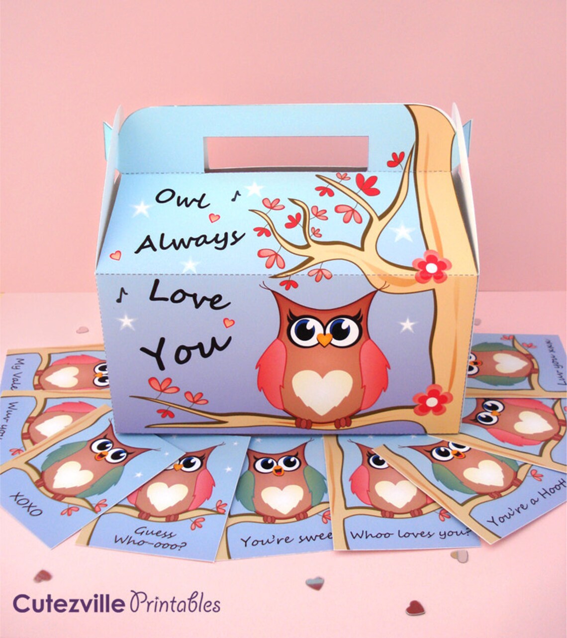 Printable PDF Valentine's Owl Treat Box & Gift Tags INSTANT DOWNLOAD - Etsy