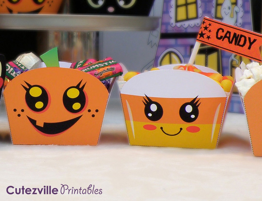 Printable Halloween Snack / Treat Boxes and Editable Text Flags PDF ...
