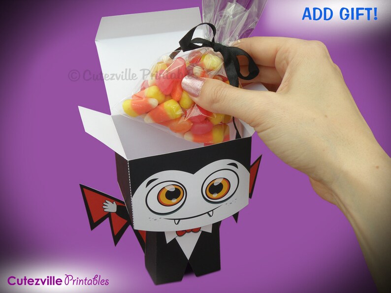 Halloween Dracula Favor, Candy, Gift Box Editable Text Printable PDF ...