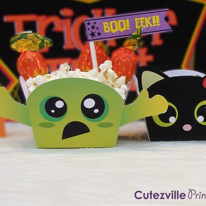 Printable Halloween Snack / Treat Boxes and Editable Text Flags PDF ...