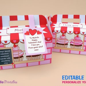 Valentine's Cupcake Favor, Candy, Gift Box - Editable Text Printable ...