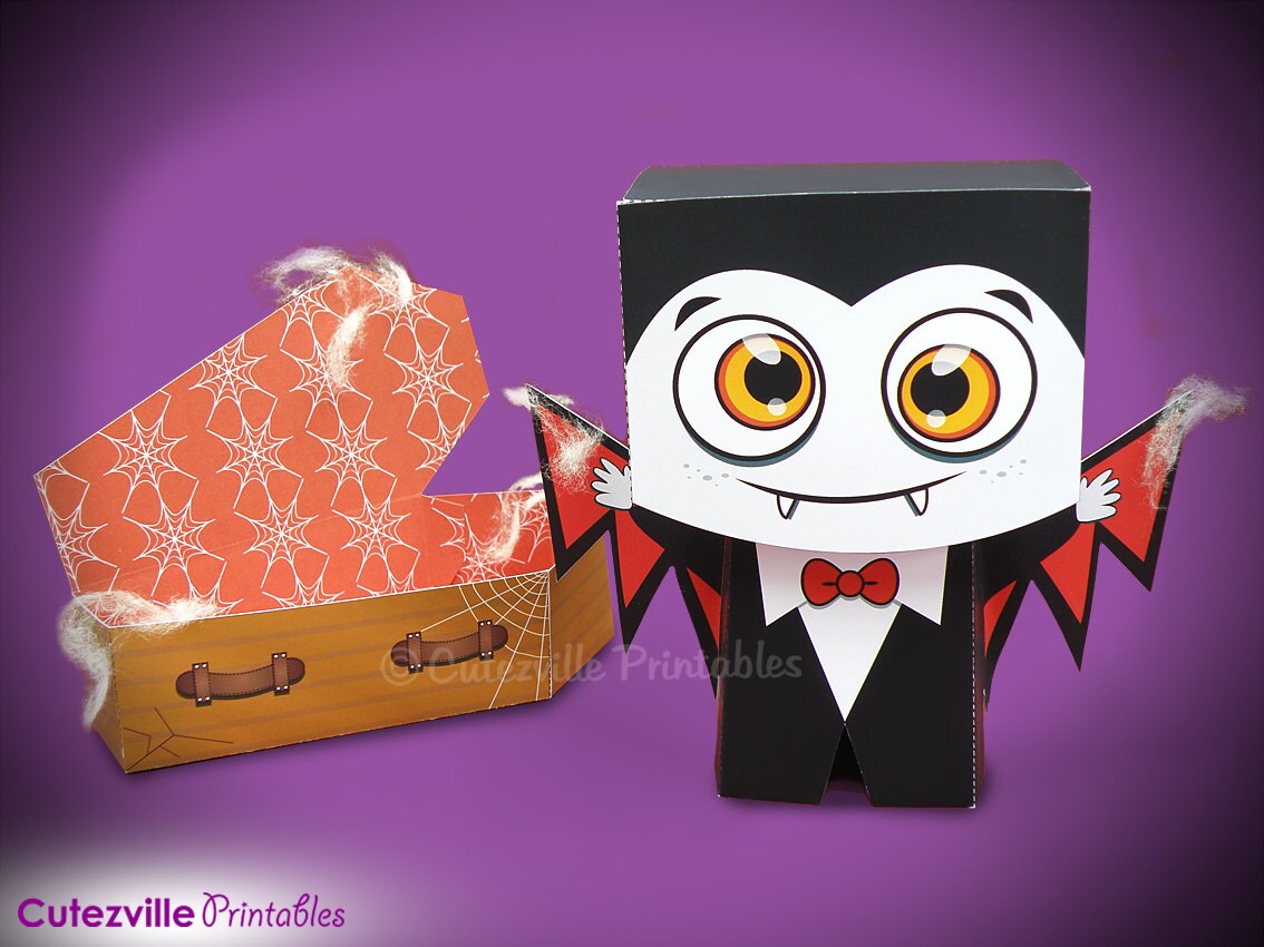 Halloween Dracula Favor, Candy, Gift Box Editable Text Printable PDF ...