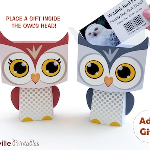 Two Owl Favor, Candy, Gift Boxes - Editable Text Printable PDF ...