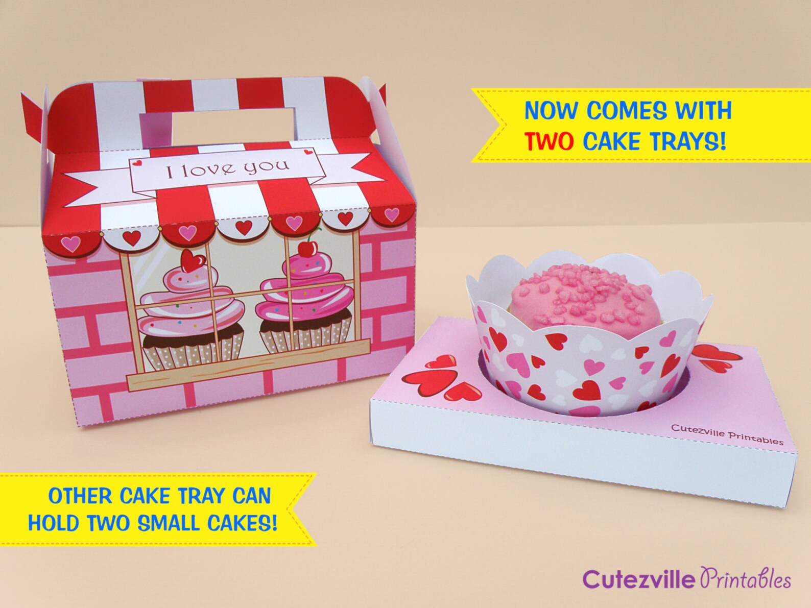 Valentine's Cupcake Favor Candy Gift Box Editable Text - Etsy