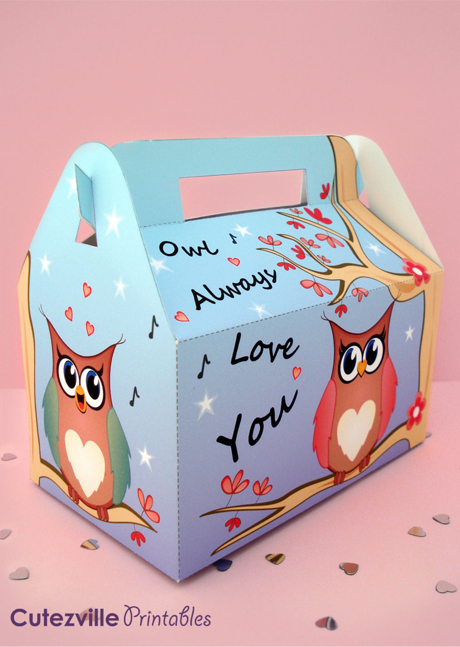 Printable PDF Valentine's Owl Treat Box & Gift Tags - INSTANT DOWNLOAD ...