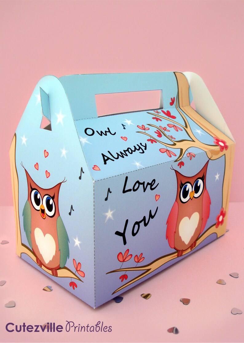 Printable PDF Valentine's Owl Treat Box & Gift Tags INSTANT DOWNLOAD - Etsy