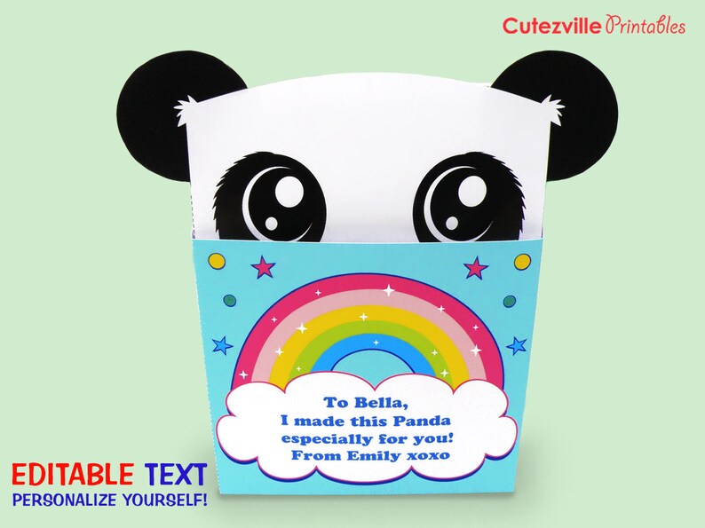 Panda, Favor, Candy, Gift Box - Editable Text Printable PDF - INSTANT ...