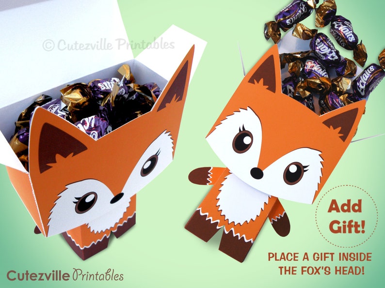Fox Favor, Candy, Gift Box - Editable Text Printable PDF - INSTANT ...