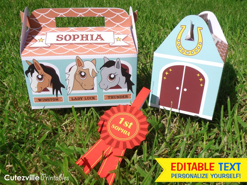 PDF Printable Pony Stable Cupcake Gift Box With Editable Text - Etsy