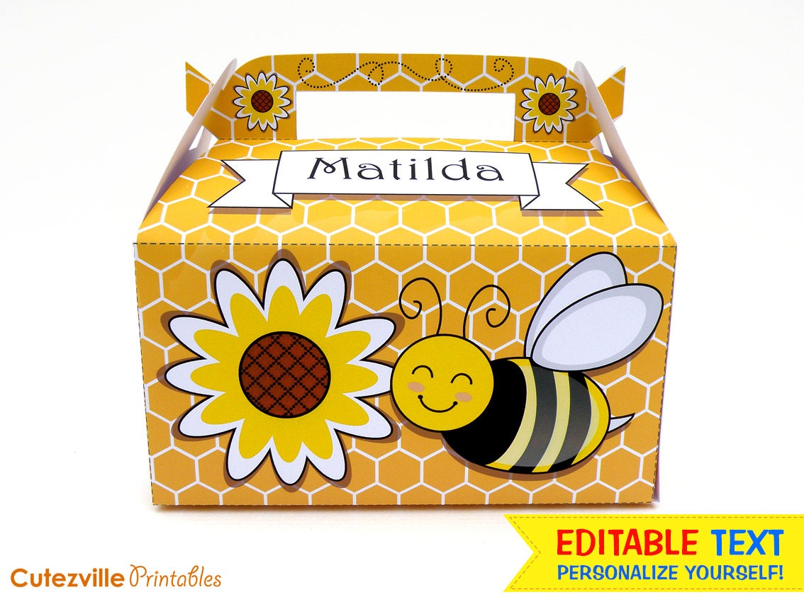 Honey Beehive, Favor, Cupcake, Gift Box - Editable Text Printable PDF ...