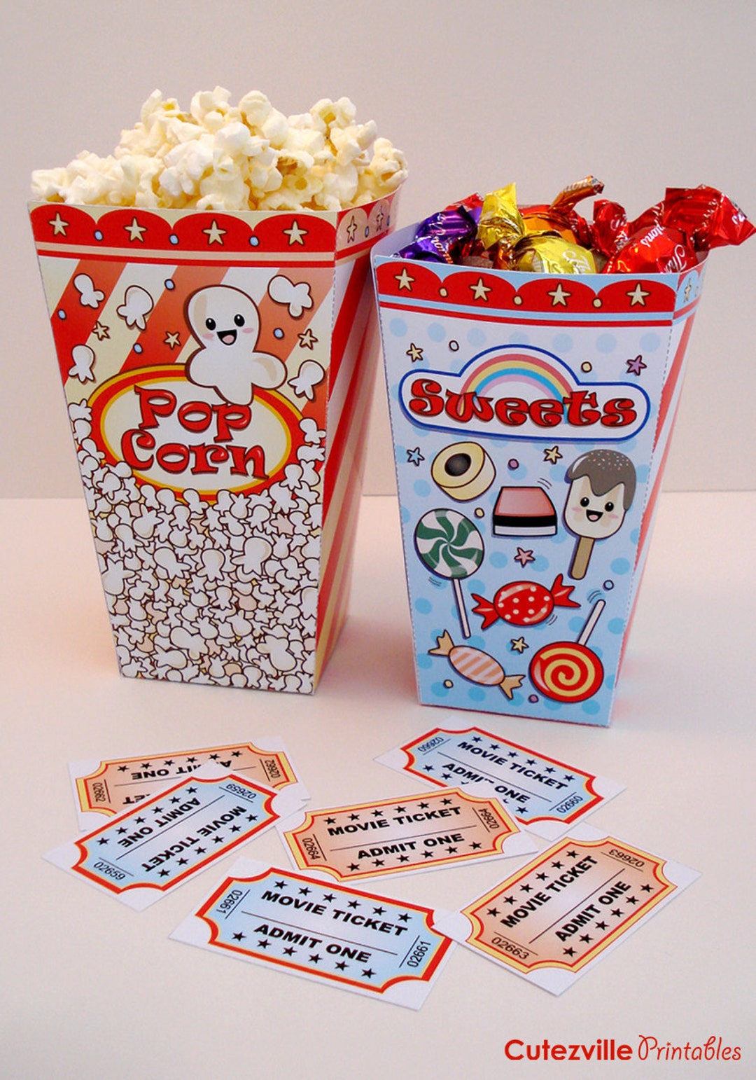Printable Popcorn & Sweet 'movie Night' Boxes PDF File - INSTANT ...