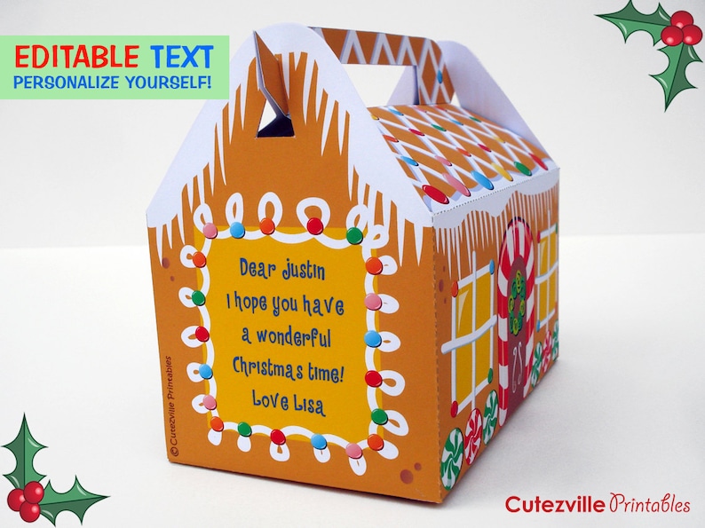 Printable PDF Christmas Gingerbread House Cupcake, Favor, Candy, Gift ...
