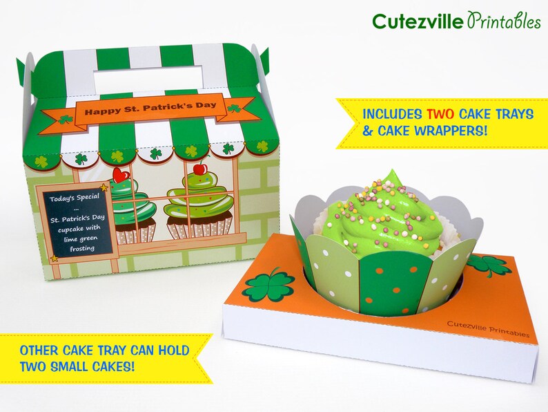 PDF Printable St. Patrick's Day Cake Shop Box With Editable Text ...