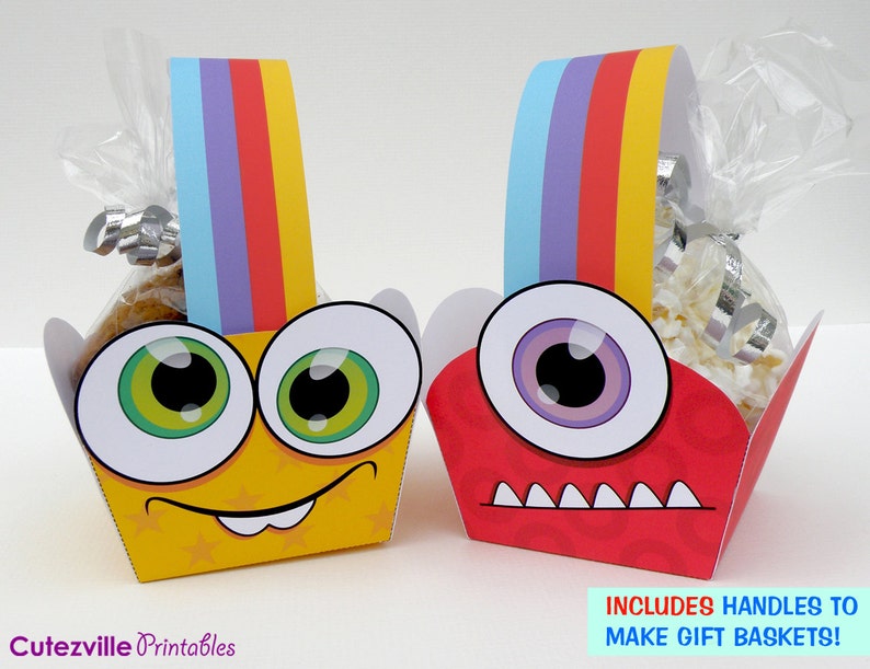 PDF Printable Monster Snack Boxes / Gift Baskets With Editable - Etsy