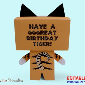 Tiger Favor, Candy, Gift Box - Editable Text Printable PDF - INSTANT ...