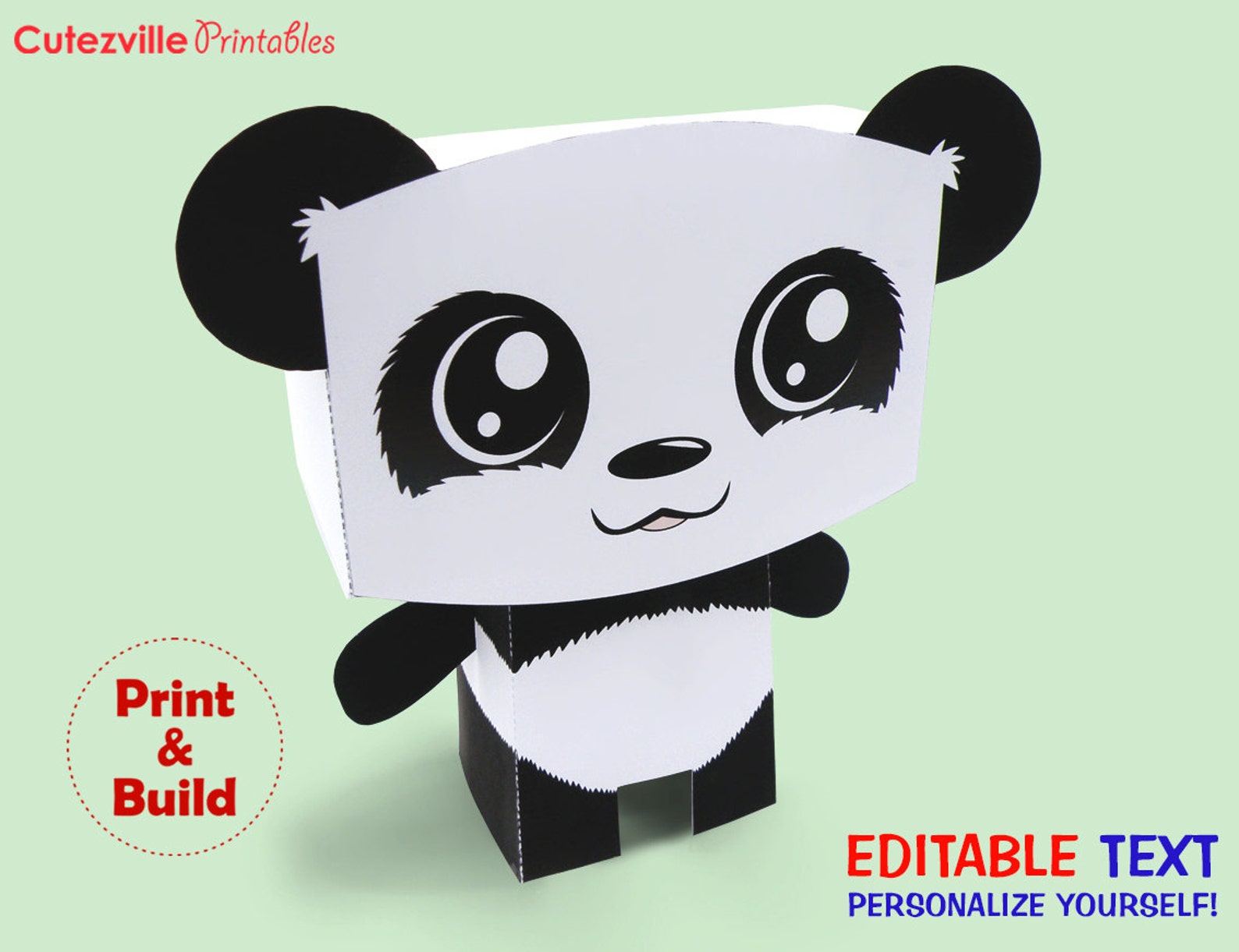 Panda, Favor, Candy, Gift Box - Editable Text Printable PDF - INSTANT ...