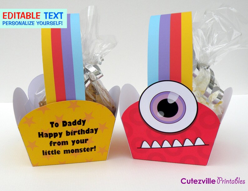 PDF Printable Monster Snack Boxes / Gift Baskets With Editable - Etsy