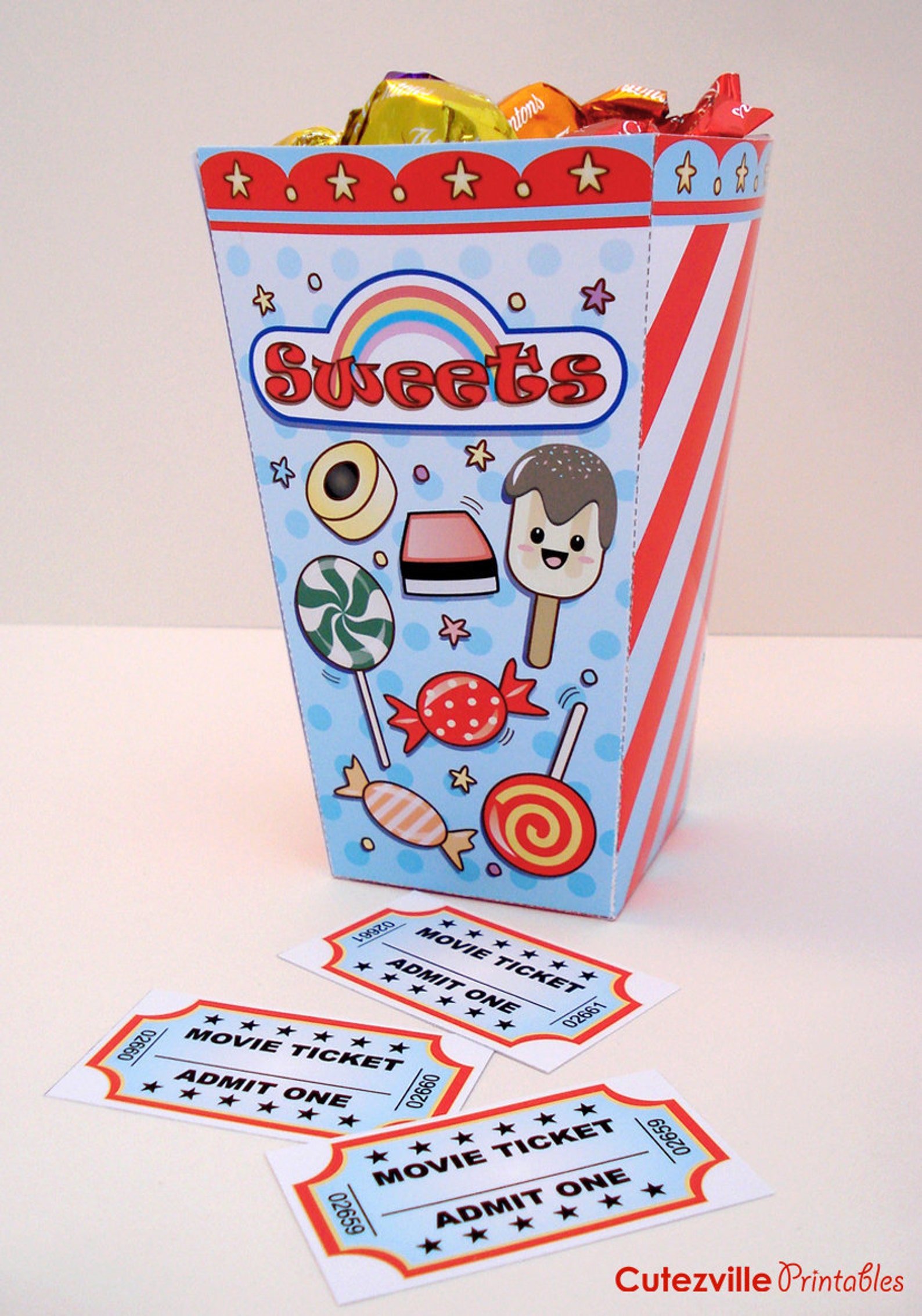 Printable Popcorn & Sweet 'movie Night' Boxes PDF File - INSTANT ...