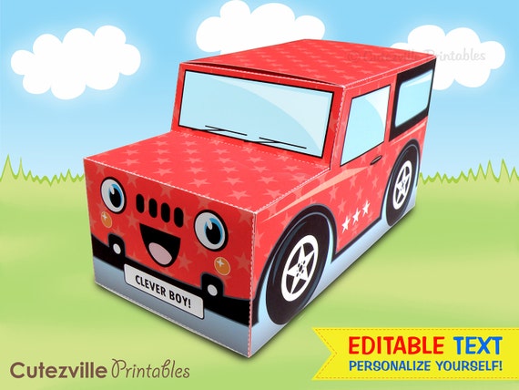 Red Jeep Truck Cupcake Favor Candy Gift Box Editable Text | Etsy