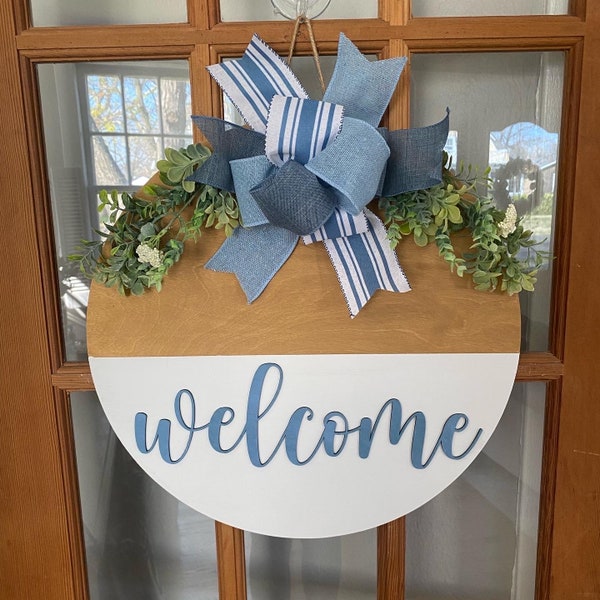 Shades of Blue Welcome Sign - Etsy