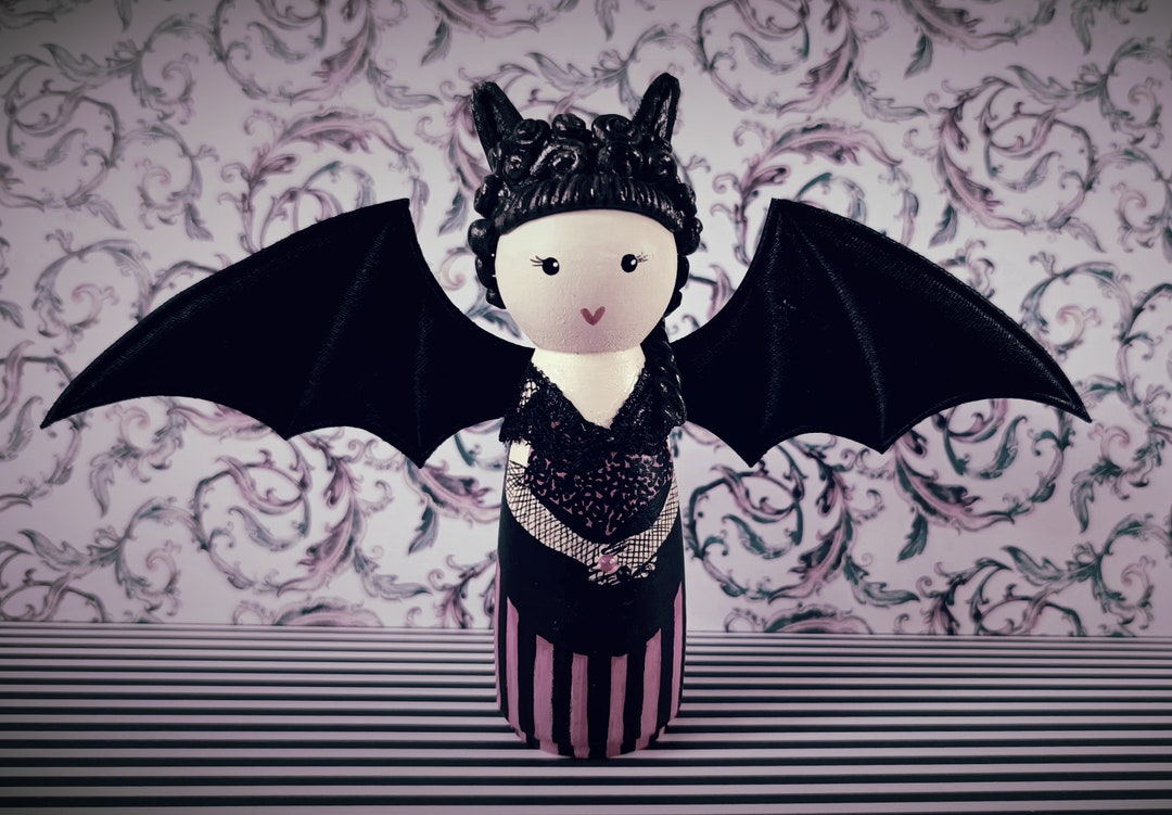 Victorian Bat Lady Peg Doll. - Etsy