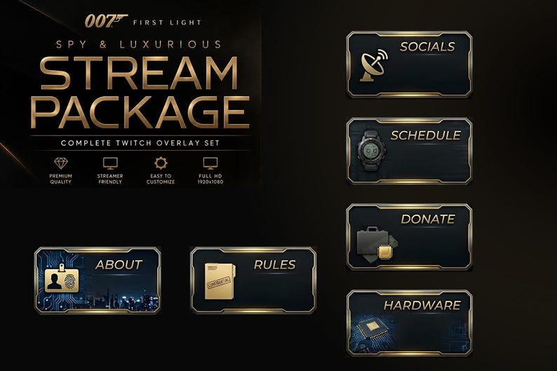 007 First Light Spy and Luxurious Stream Package | Animated Twitch ...
