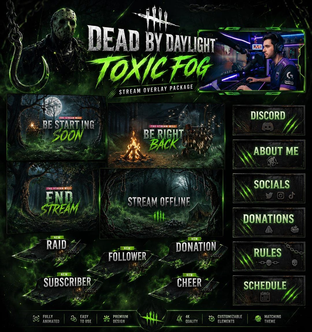 Dead by Daylight Jason Stream Package | Animated Twitch Overlay | DBD ...