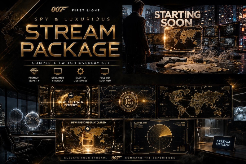 007 First Light Spy and Luxurious Stream Package | Animated Twitch ...