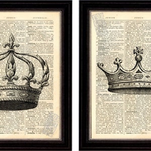 Crown Print Set of 5 Beautiful Crown Prints on Upcycled 1896 Latin ...